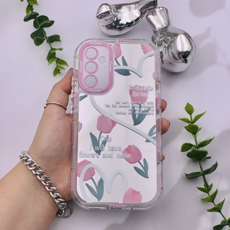 قاب گوشی Galaxy A34 5G سامسونگ آینه ای ایربگ دار ضد ضربه طرح گل محافظ ...