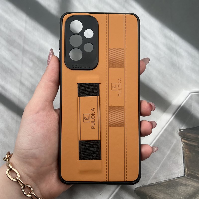 قاب گوشی Galaxy A33 سامسونگ فینگر بند ایربگ دار چرم Puloka چرم عسلی ...